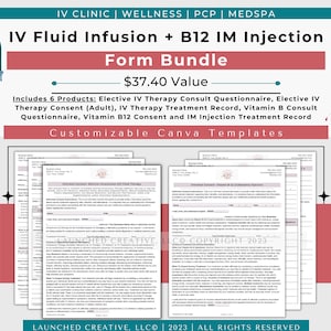 IV Therapy B12 Form Template Bundle | IV Fluids B12 Consult | IV Fluids ...