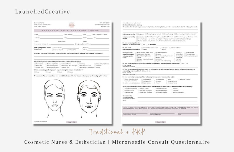 Microneedling PRP Consult Questionnaire | Microneedle PRP Skinpen ...