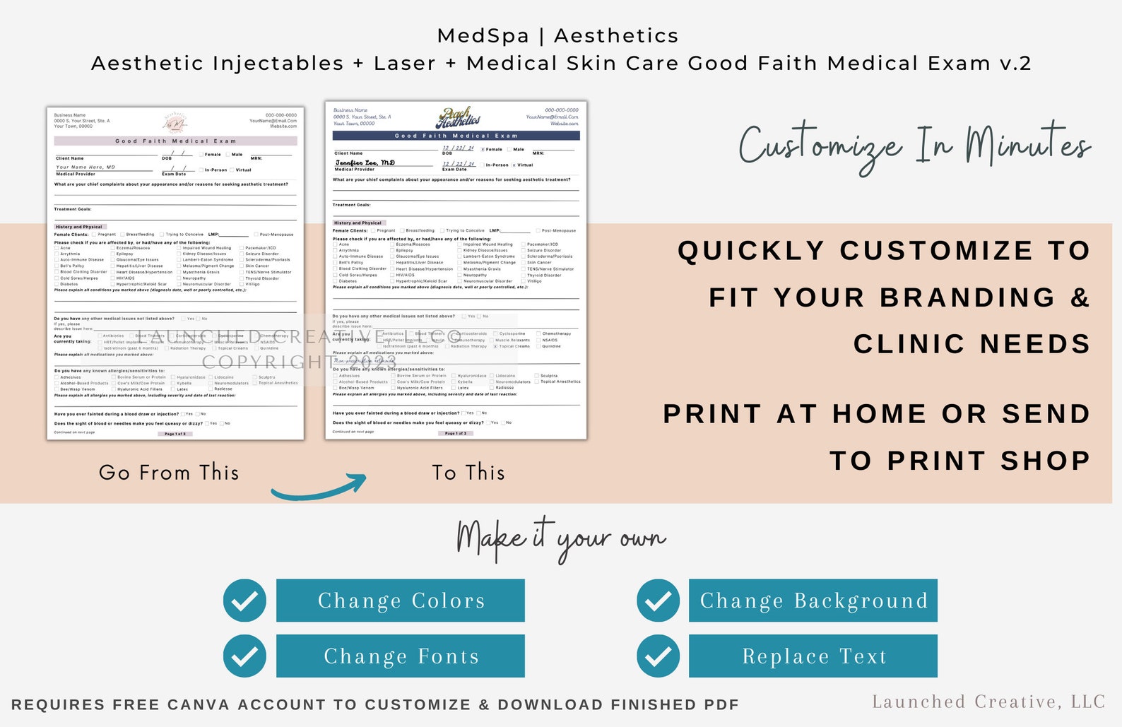 Good Faith Medical Exam Template V2 | Aesthetic Injectables Laser Peel ...