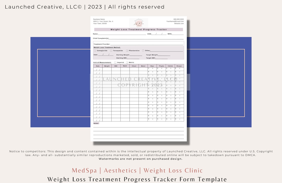 Weight Loss Treatment Progress Tracker Template | Semaglutide ...