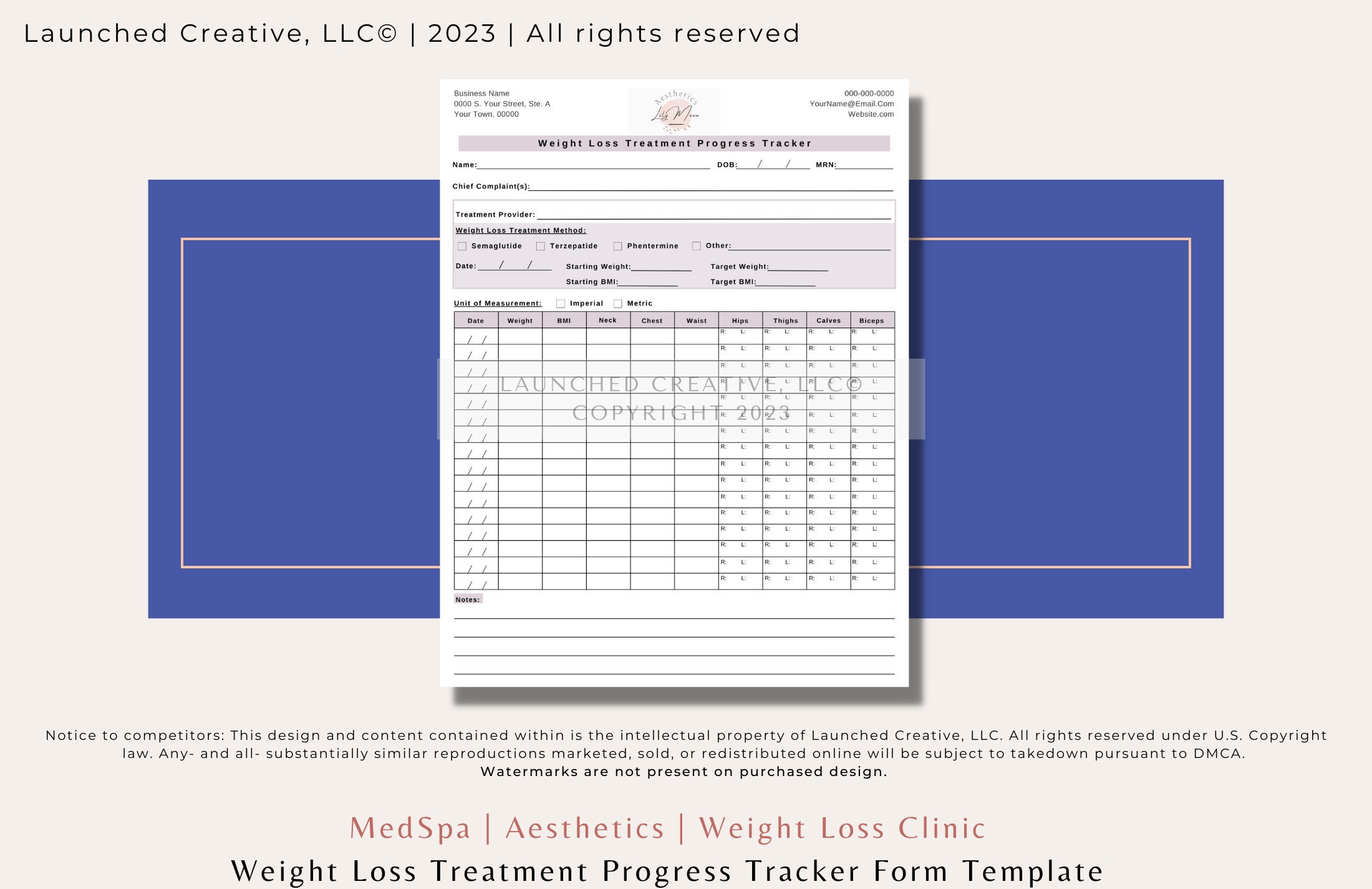 Weight Loss Treatment Progress Tracker Template Semaglutide Tirzepatide ...