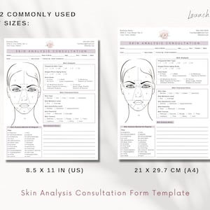 Skin Analysis Consultation Form Template Esthetician | Etsy