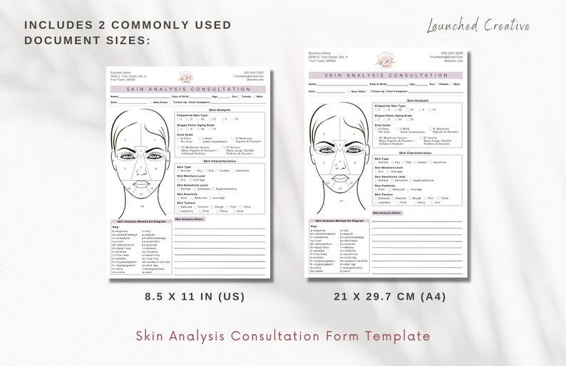 Skin Analysis Consultation Form Template Esthetician | Etsy