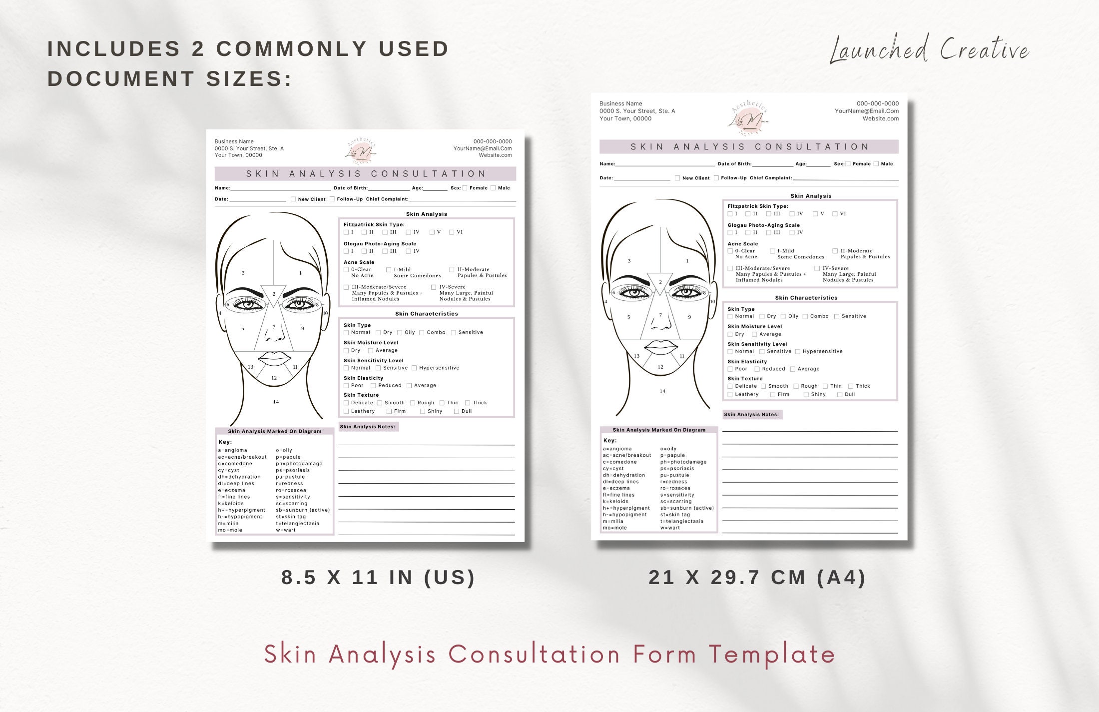 Skin Analysis Consultation Form Template Esthetician | Etsy Canada