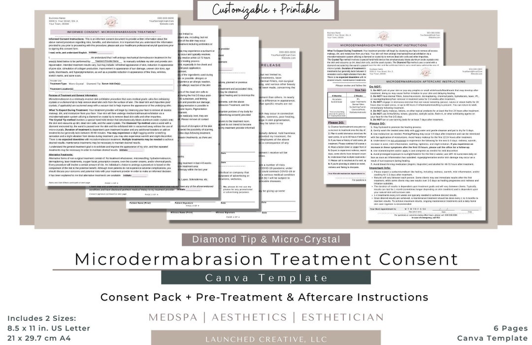 Microdermabrasion Consent Form | Esthetician Medspa Nurse Injector ...