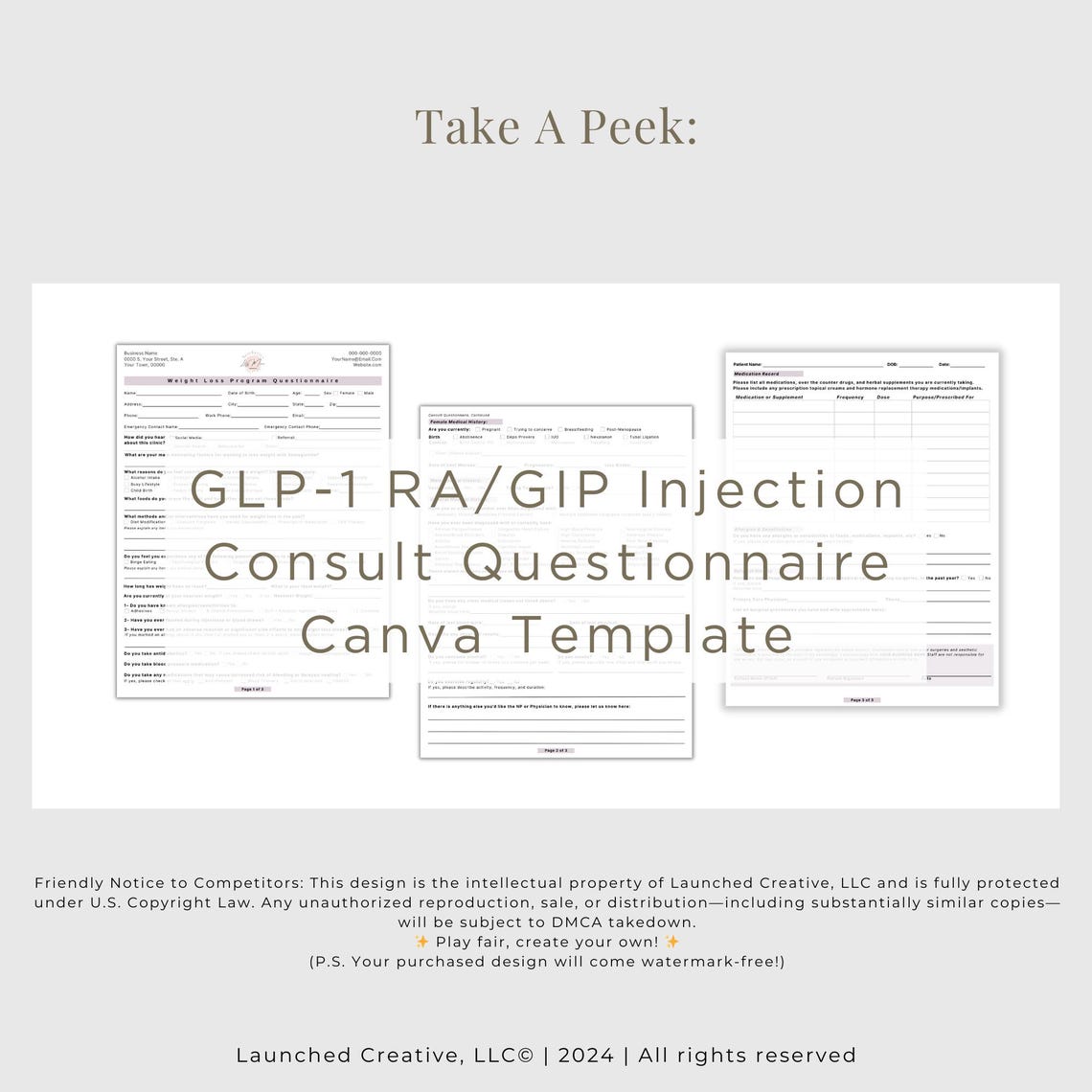Weight Loss Injection Intake Questionnaire Form Template | Semaglutide ...