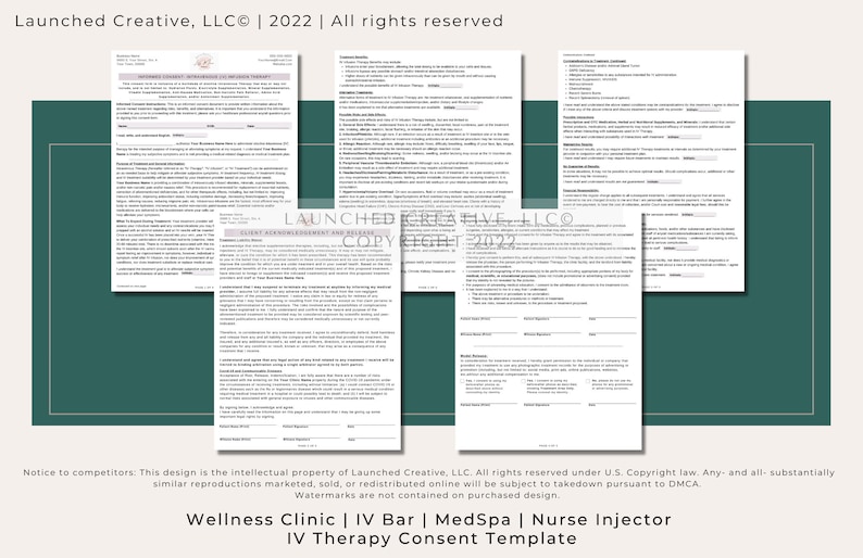 IV Infusion Therapy Consent Form Template IV Fluid Therapy - Etsy