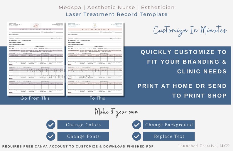 Laser Treatment Record Form Template | Laser Hair Vein Acne Treatment ...