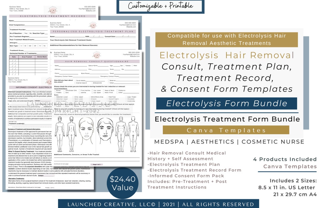 Electrolysis Hair Removal Form Bundle | Electrolysis Consent ...