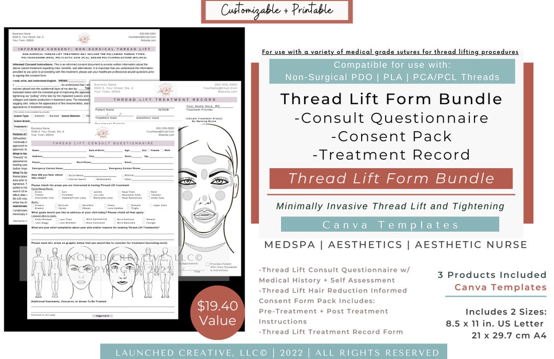 Thread Lift Form Bundle | Threadlift Consent | PDO Thread Consult ...