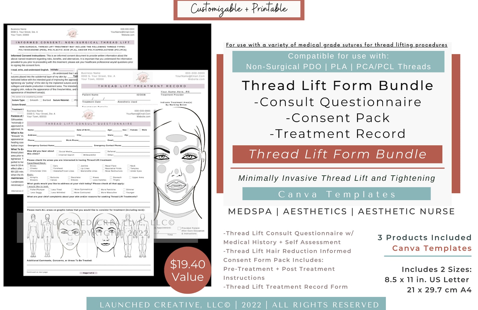 Thread Lift Form Bundle | Threadlift Consent | PDO Thread Consult ...