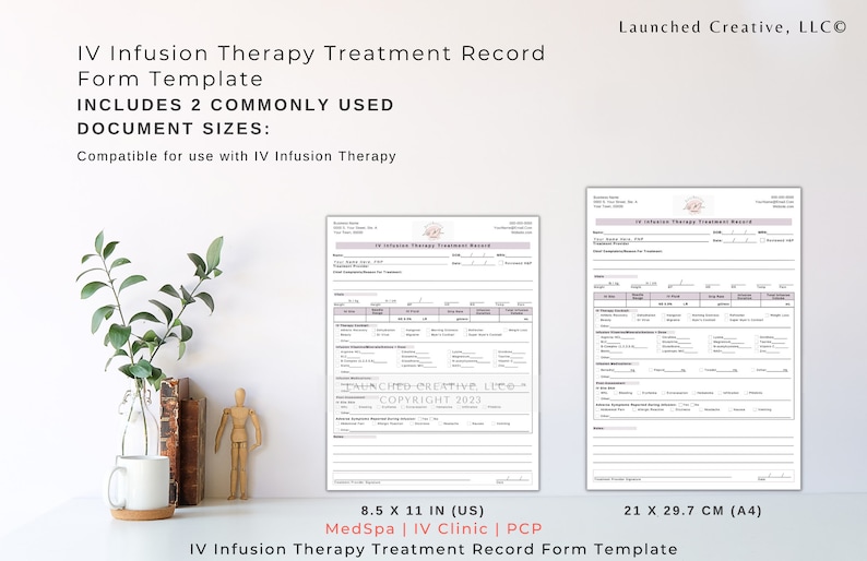 IV Infusion Therapy Treatment Record Form Template | IV Therapy Record ...