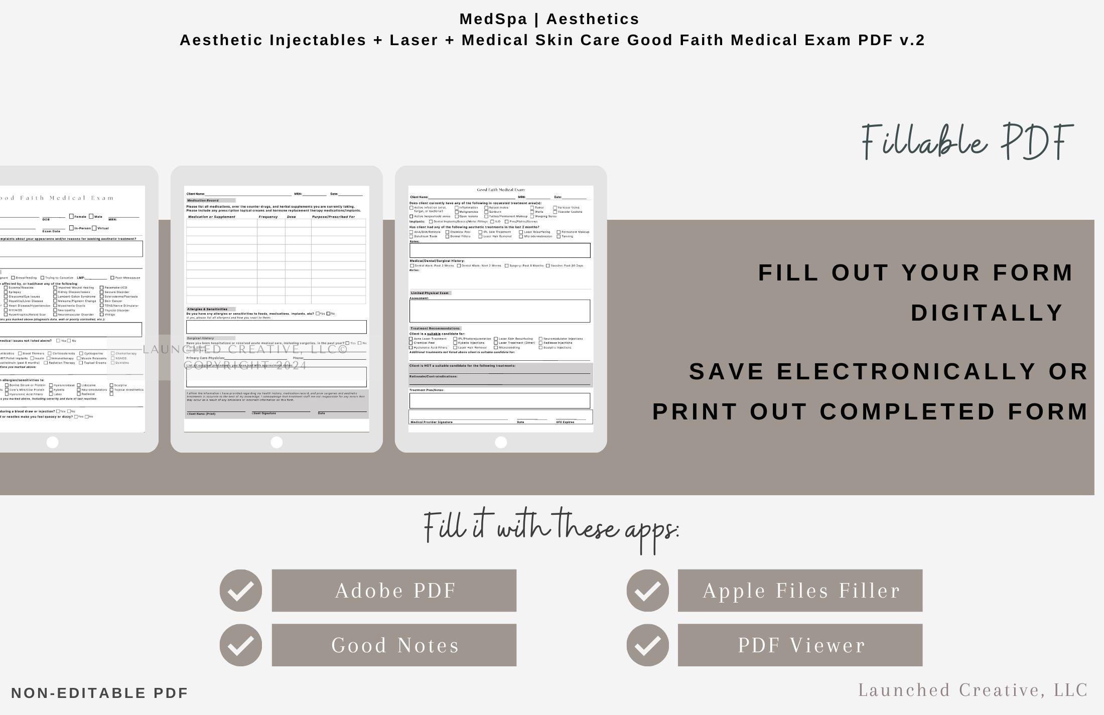 Good Faith Medical Exam Fillable PDF | Aesthetic Injectables Laser Peel ...