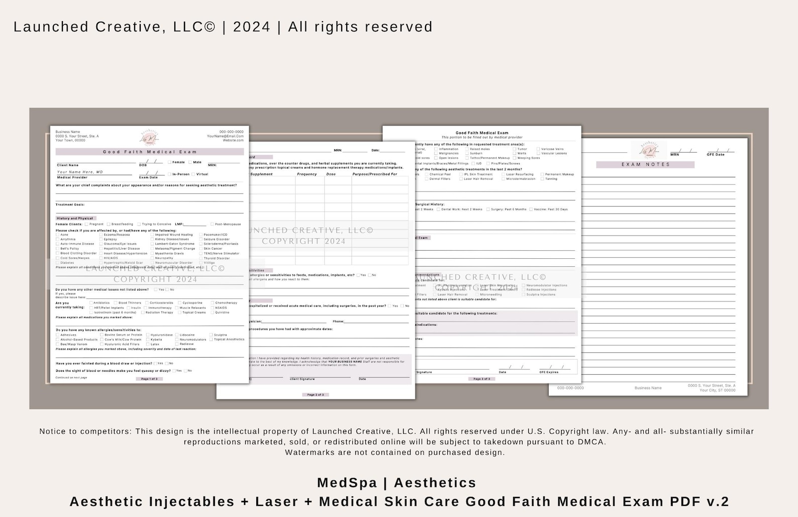 Good Faith Medical Exam Fillable PDF | Aesthetic Injectables Laser Peel ...