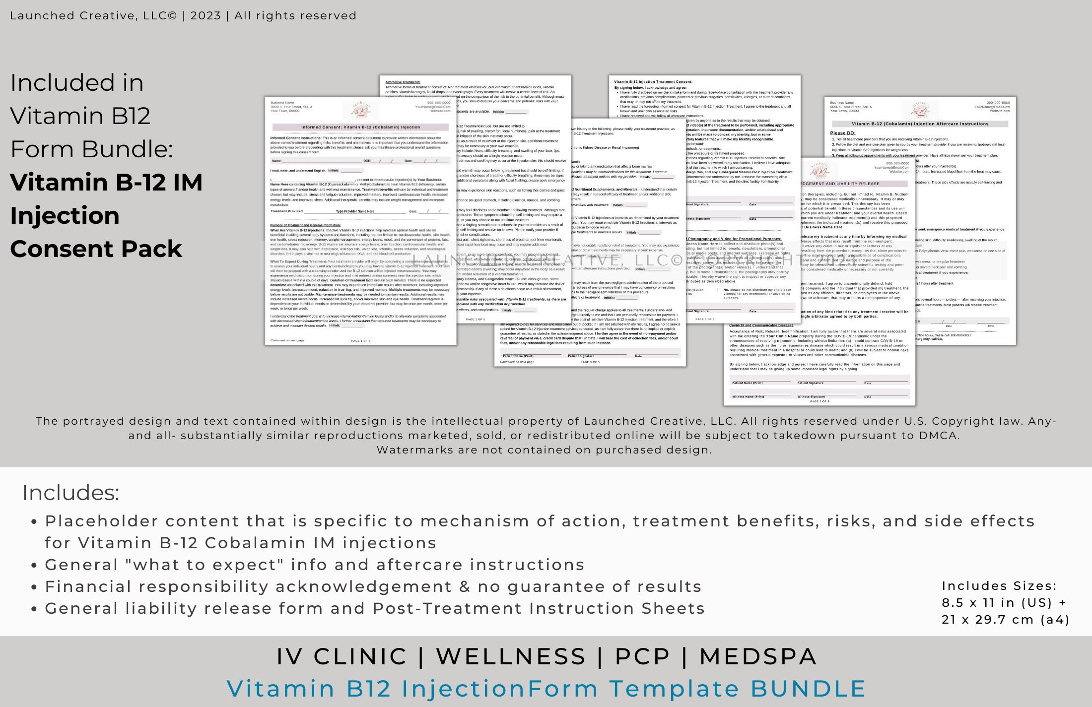 Vitamin B12 IM Injection Template BUNDLE B12 Consent B12 Consult IM ...