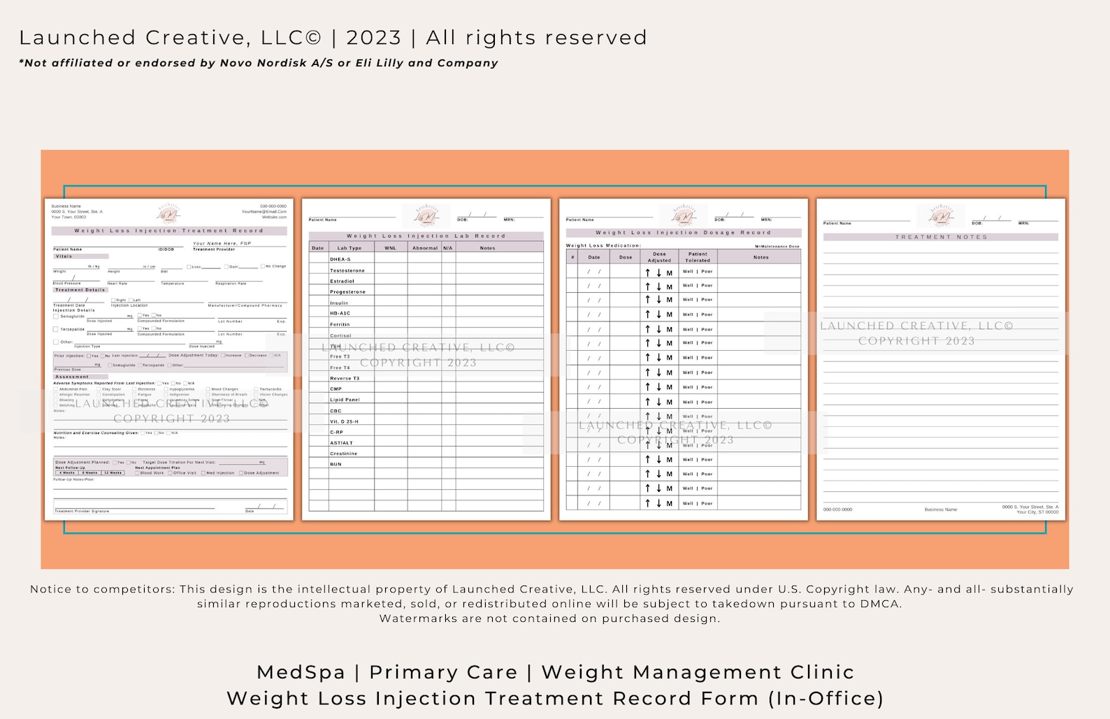 Weight Loss Injection Treatment Record Form Template | Semaglutide ...