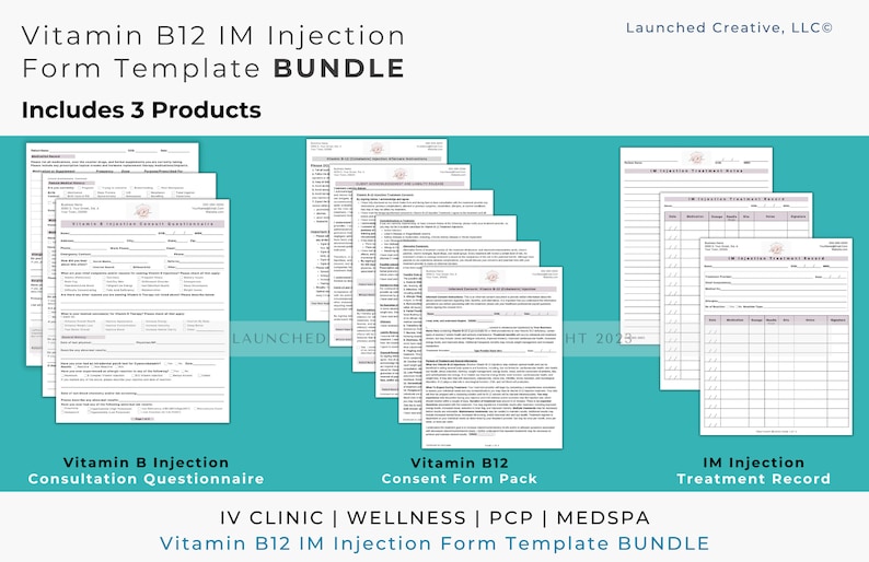 Vitamin B12 IM Injection Template BUNDLE | B12 Consent B12 Consult IM ...
