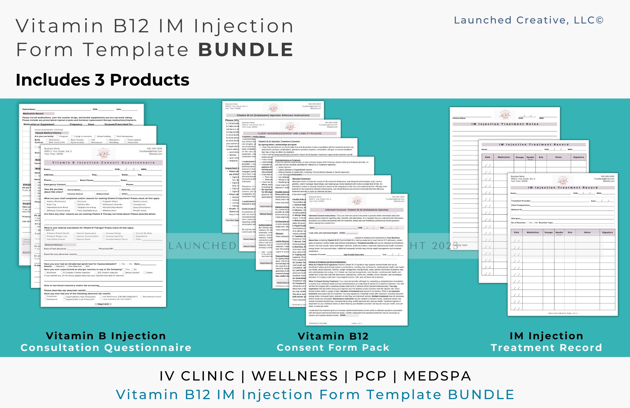 Vitamin B12 IM Injection Template BUNDLE B12 Consent B12 Consult IM ...