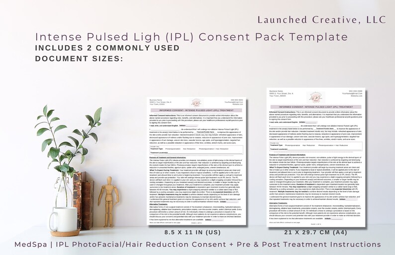 IPL Photofacial Consent Form | Intense Pulsed Light Consent Esthetician ...