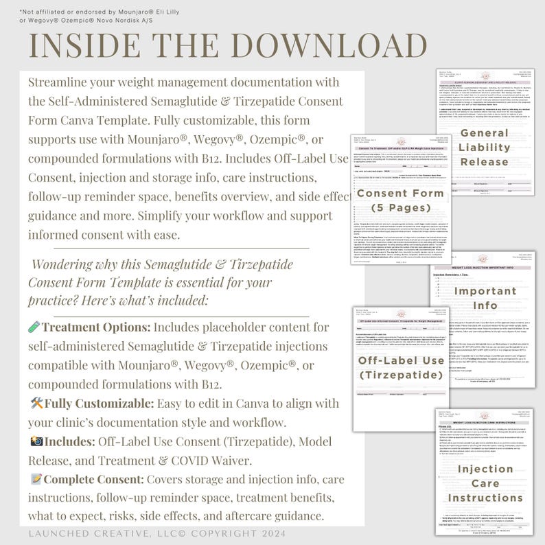 Semaglutide Tirzepatide Weight Loss Injection Consent Form Template ...