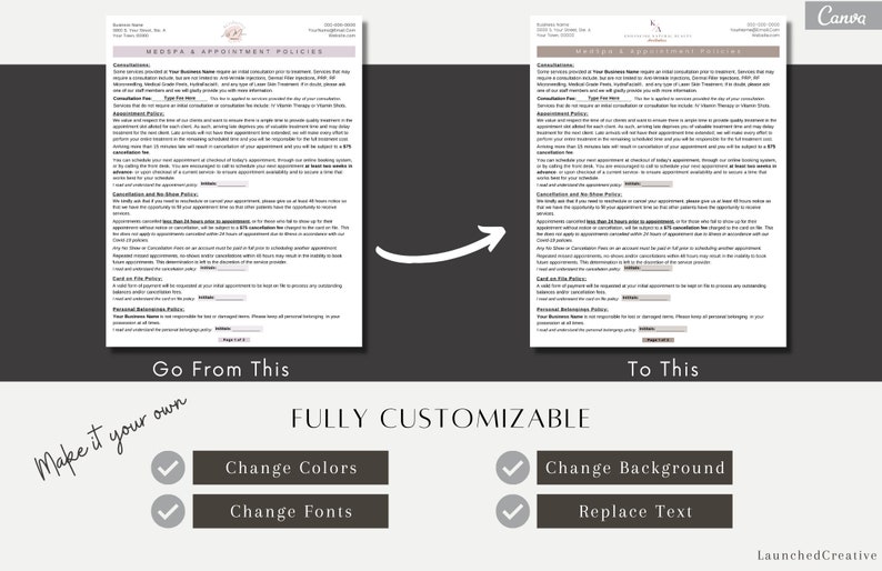 Medspa Appointment Policy Form Cosmetic Nurse Injector - Etsy