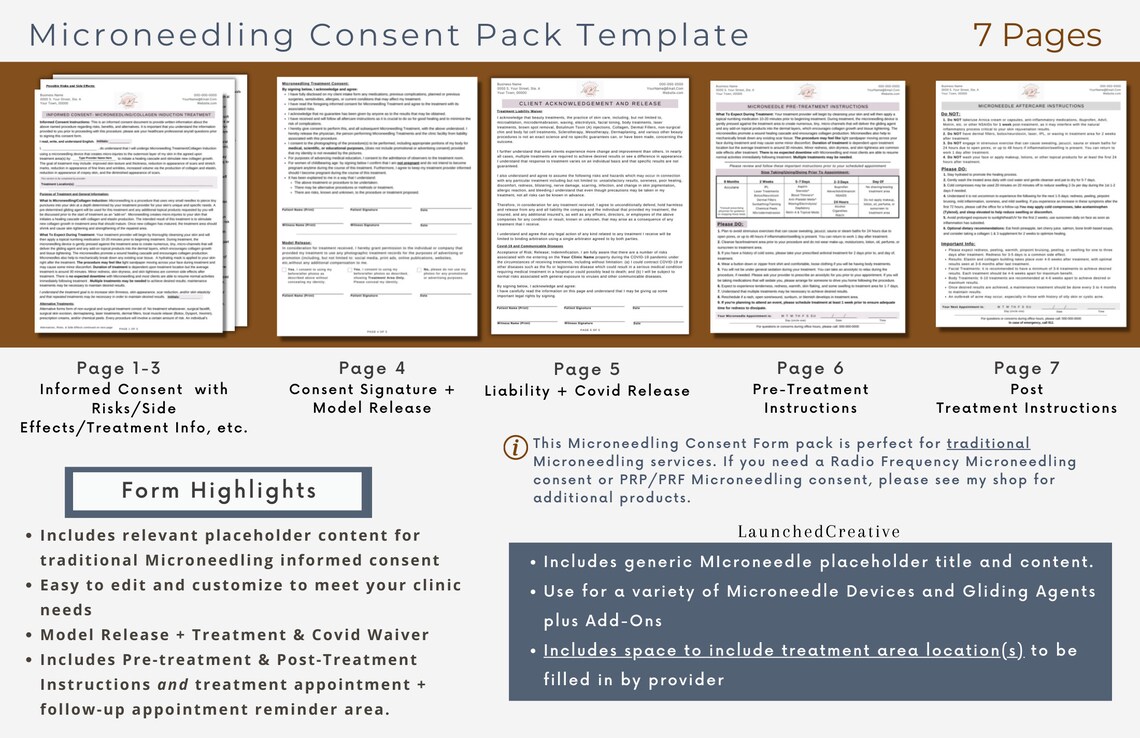 Microneedling Consent Form Microneedle Consent Release Form - Etsy