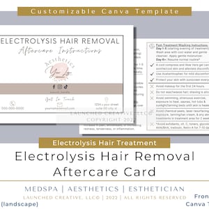 Electrolysis Hair Removal Aftercare Card | Electrolysis Aftercare ...