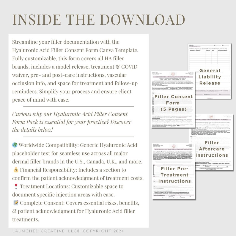 Dermal Filler Consent Form | Hyaluronic Acid Filler Informed Consent ...