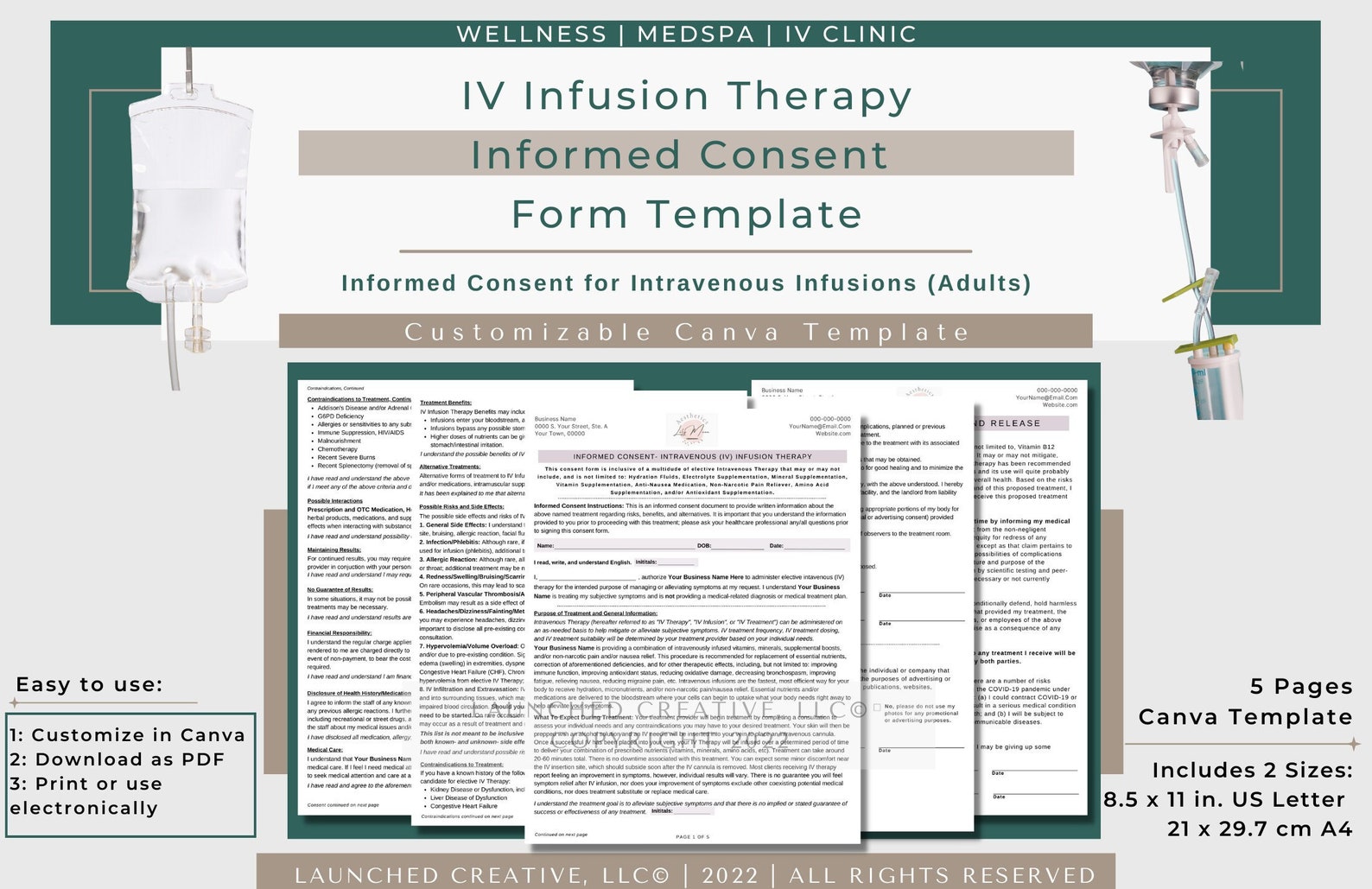 IV Infusion Therapy Consent Form Template IV Fluid Therapy - Etsy