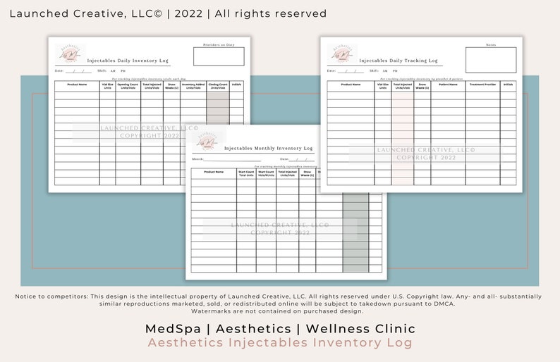 Injectables Inventory Log | Aesthetics Filler Neuromodulator Injection ...