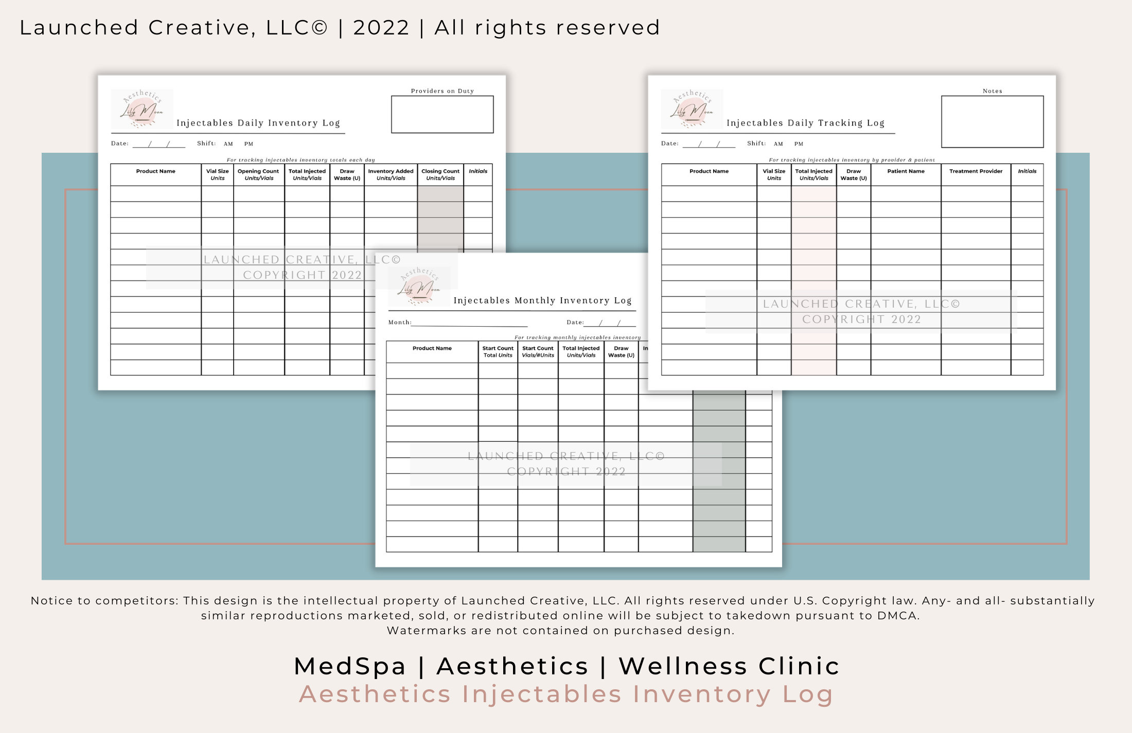 Injectables Inventory Log | Aesthetics Filler Neuromodulator Injection ...