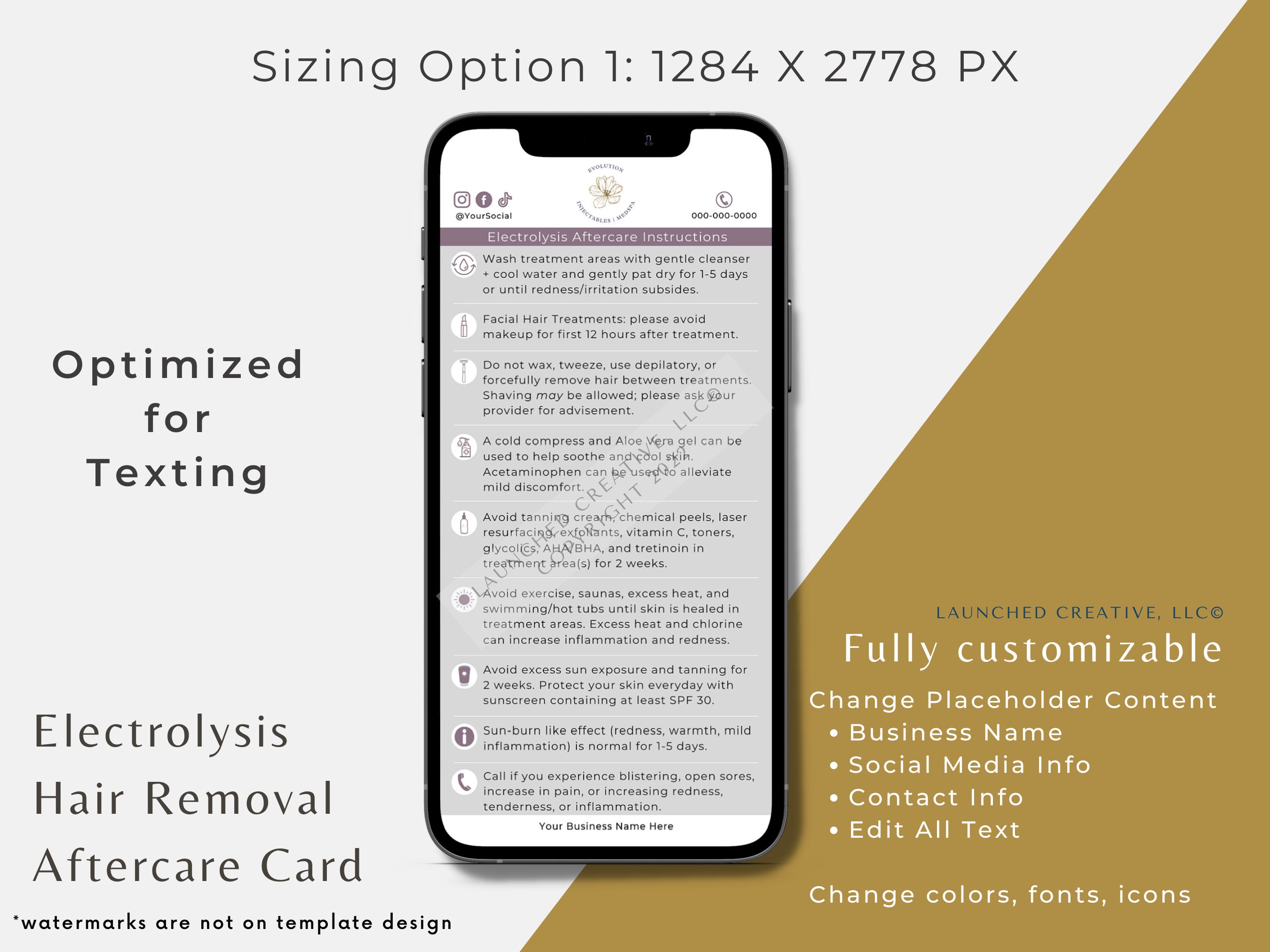 Electrolysis Hair Digital Aftercare Card Electrolysis Hair Removal Care ...