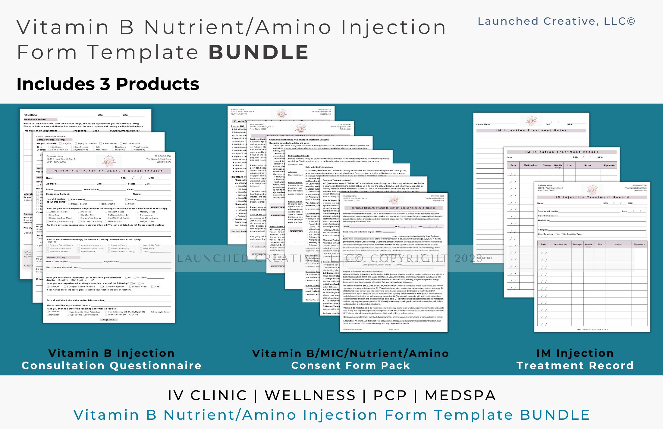 Vitamin B Complex B12 MIC Template BUNDLE | Consent Consult Treatment ...