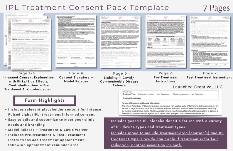 IPL Photofacial Consent Form | Intense Pulsed Light Consent Esthetician ...