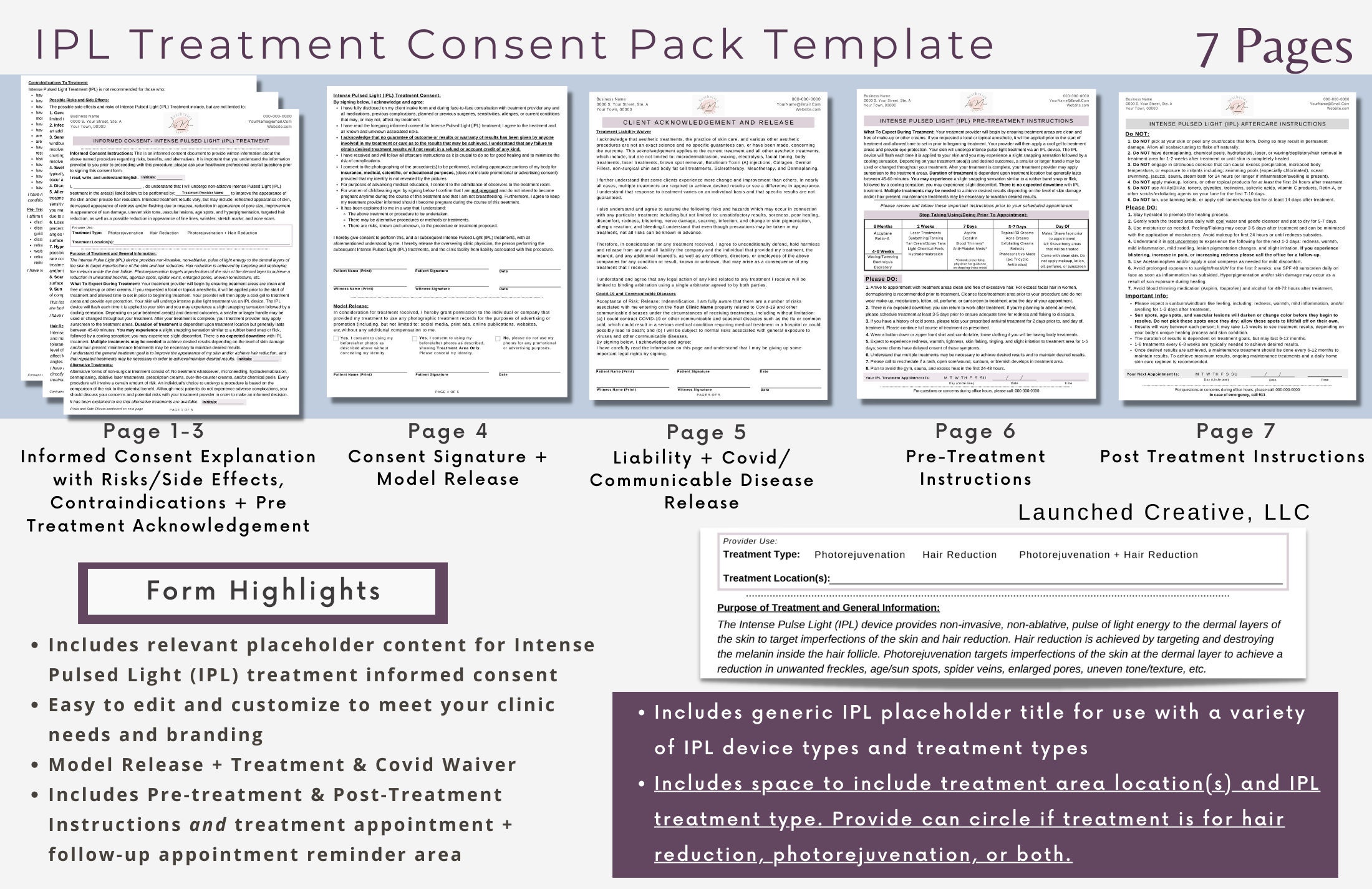 IPL Photofacial Consent Form | Intense Pulsed Light Consent Esthetician ...