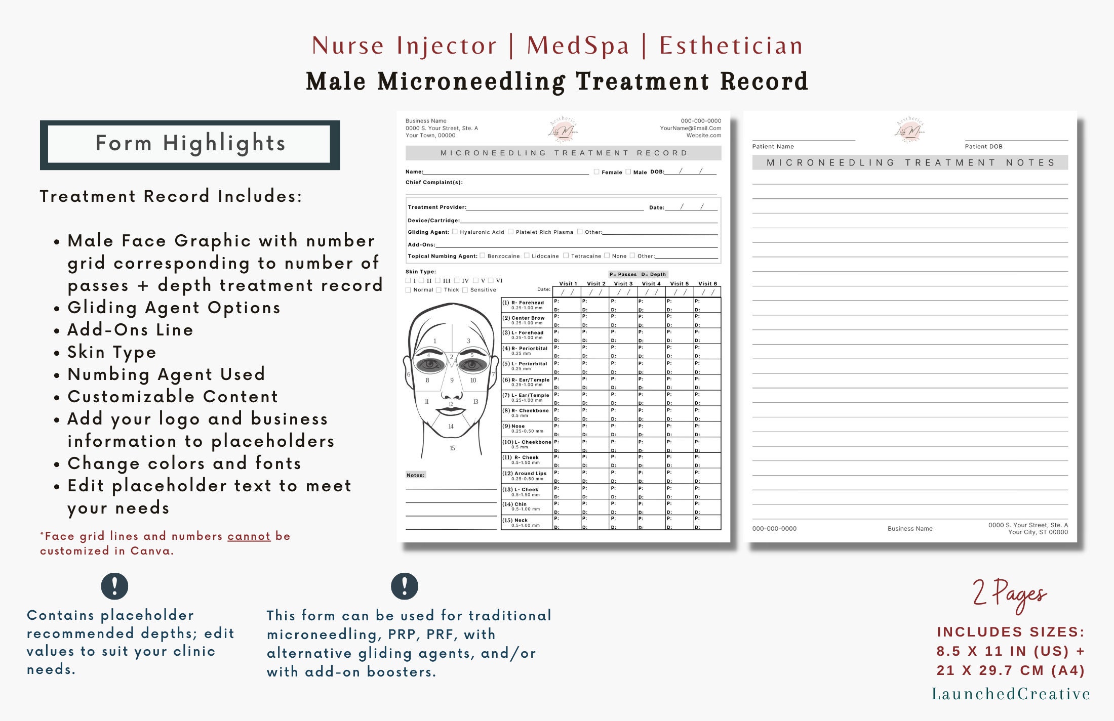 PRP Microneedling Form Bundle Microneedle Consult Microneedle Treatment ...