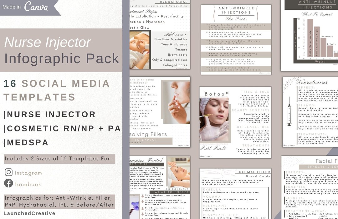 Cosmetic Nurse Injector Social Media Infographic Pack Instagram ...
