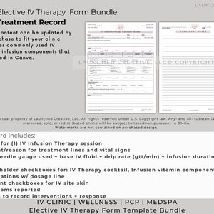 IV Therapy Form Template Bundle | Elective IV Infusion Consult | IV ...