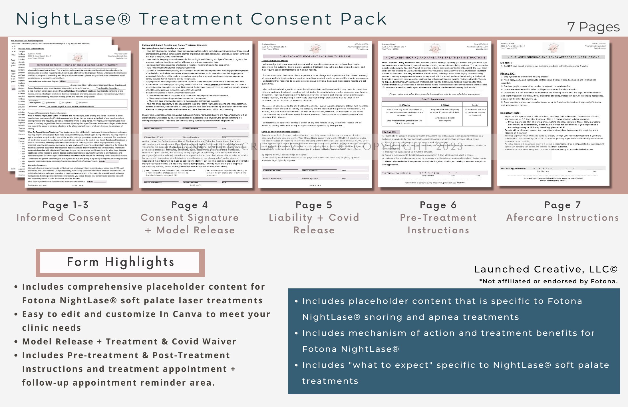Laser Snoring Apnea Treatment Consent Form Template | Fotona Nightlase ...