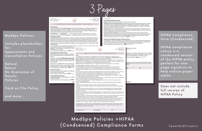 Medspa Appointment Policy Form Cosmetic Nurse Injector - Etsy