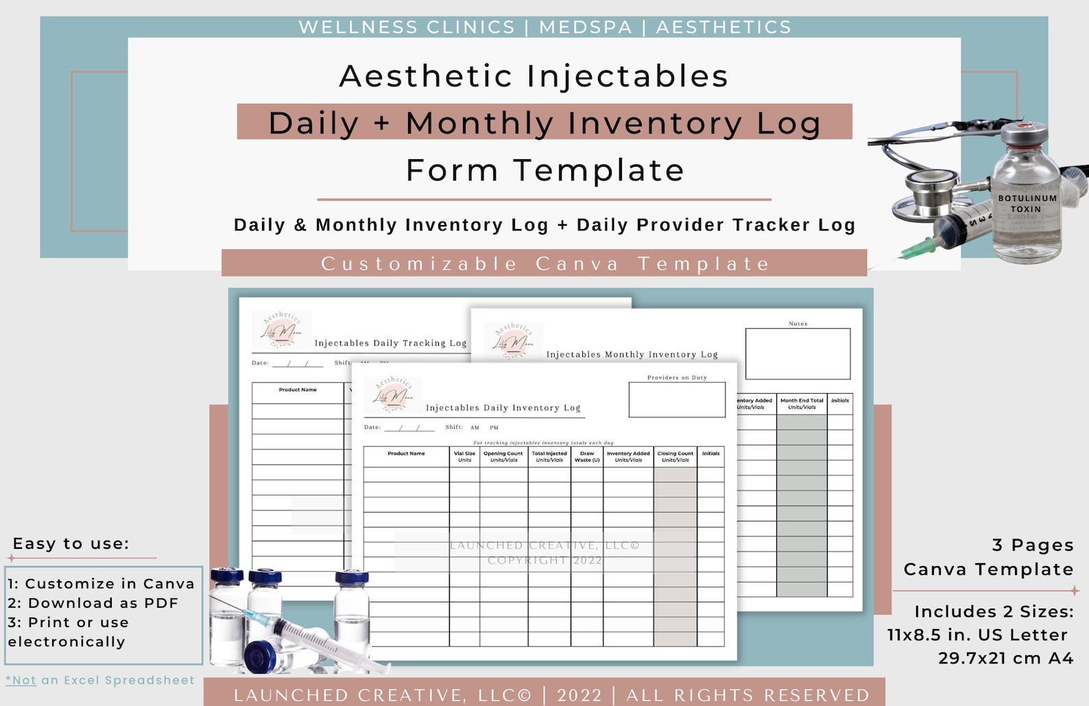 Injectables Inventory Log | Aesthetics Filler Neuromodulator Injection ...