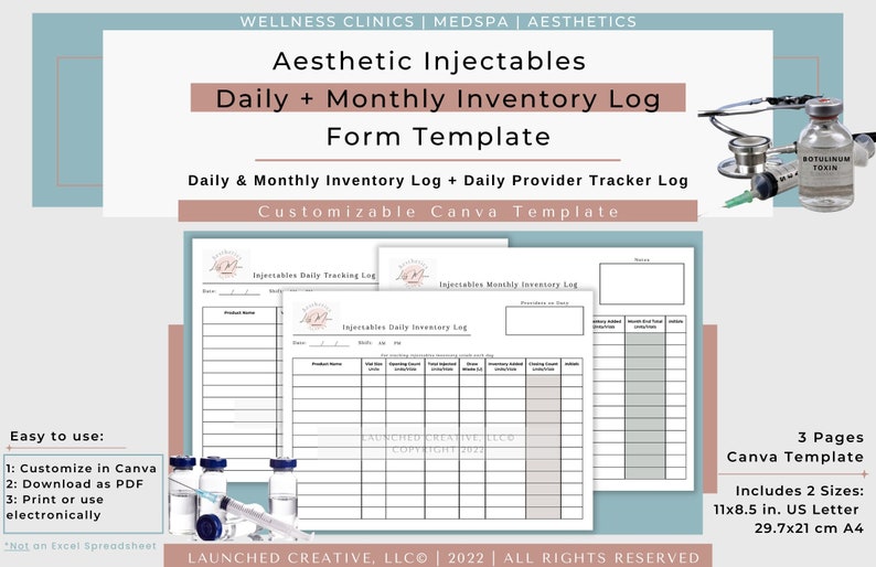 Injectables Inventory Log | Aesthetics Filler Neuromodulator Injection ...