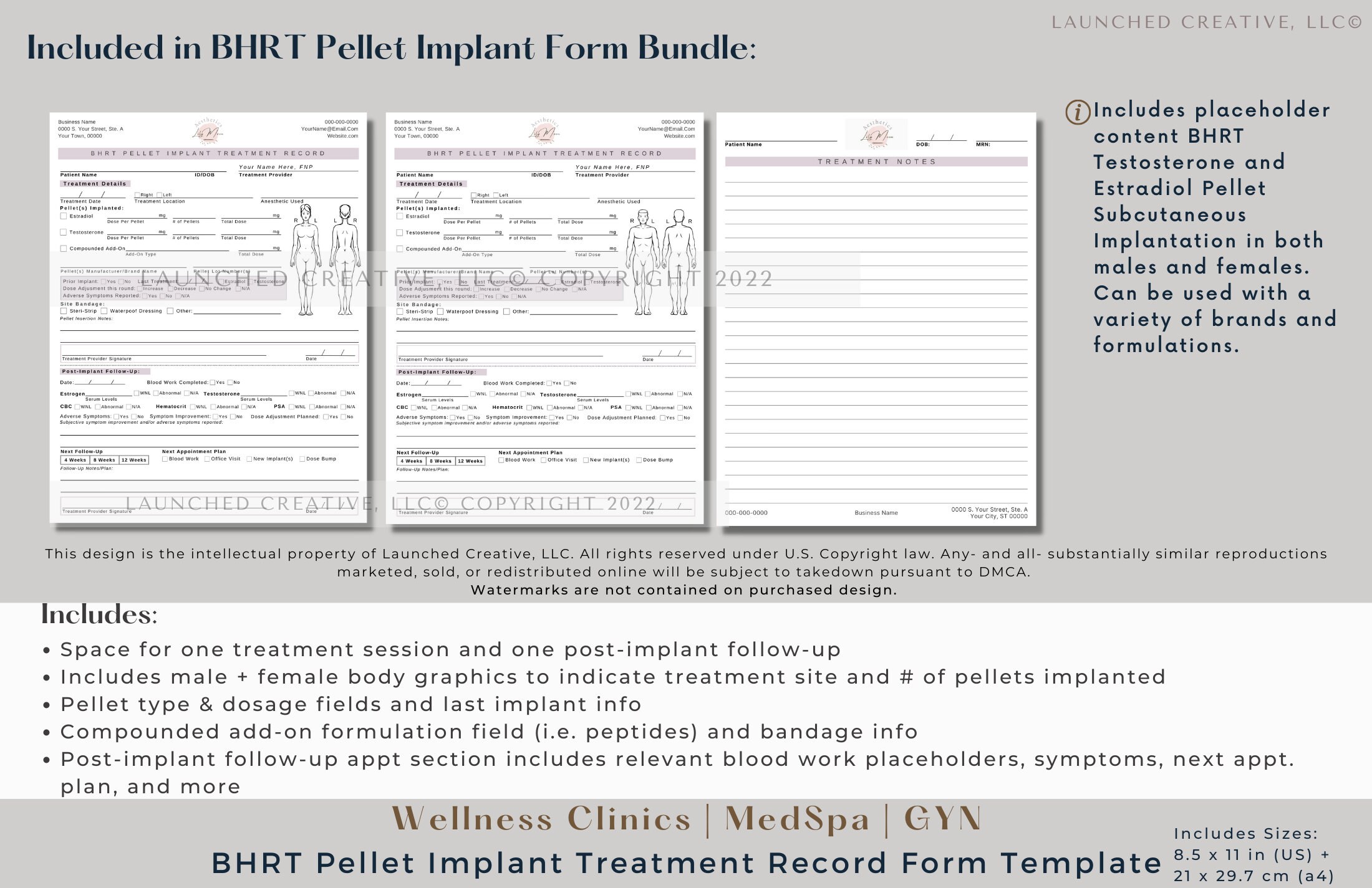 BHRT Pellet Implant Form Bundle Testosterone Pellet Estrogen Pellet ...