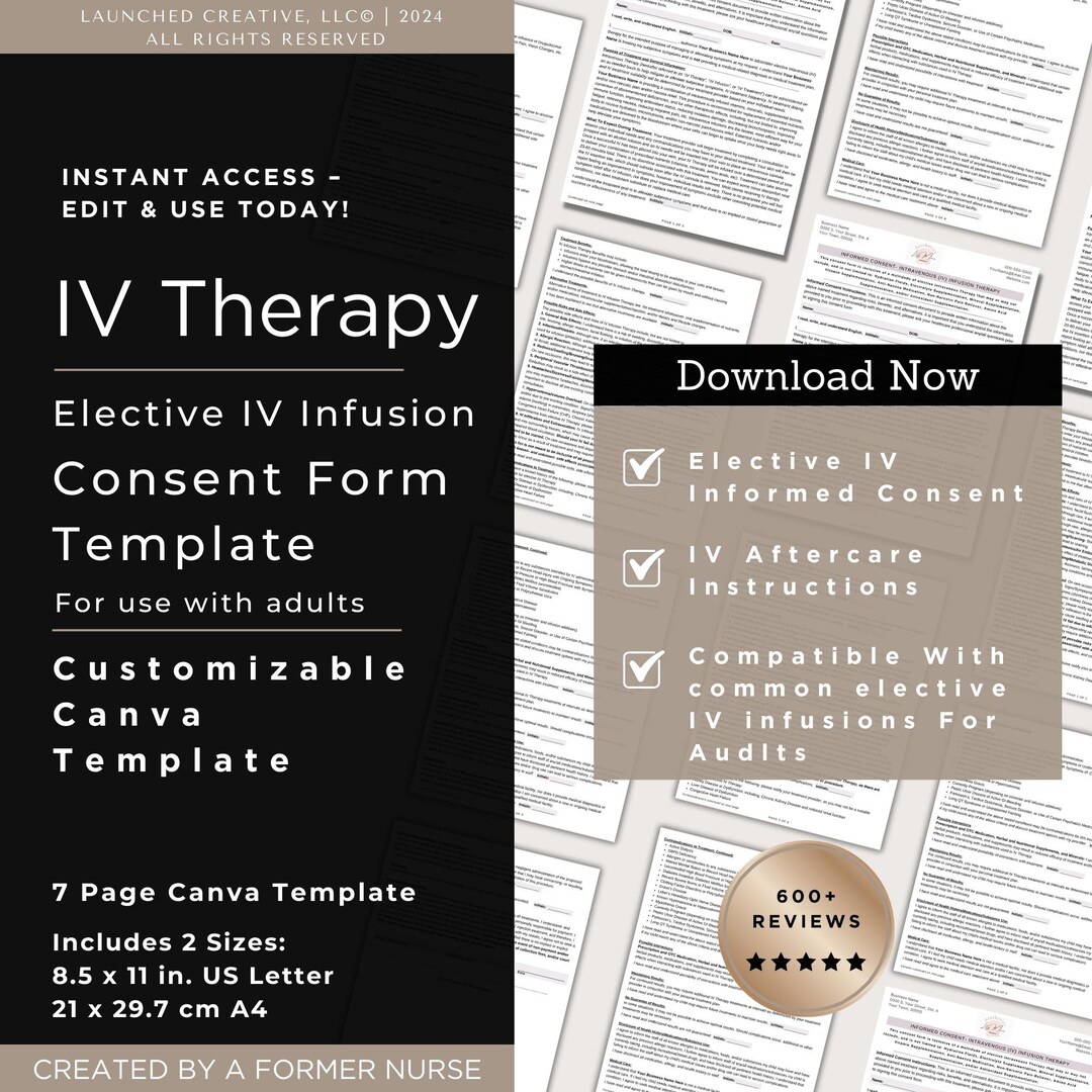 IV Infusion Therapy Consent Form Template | IV Fluid Therapy Consent ...