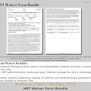 HRT Waiver Form Bundle TRT Prostate Cancer Waiver Mammogram Waiver PAP ...
