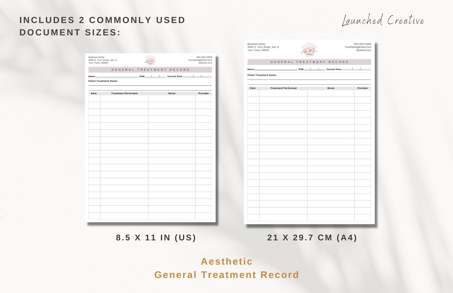 Aesthetic Treatment Record Form Template General Aesthetics Medspa ...