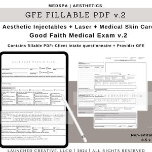 Good Faith Medical Exam Fillable PDF | Aesthetic Injectables Laser Peel ...