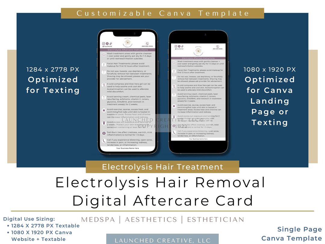 Electrolysis Hair Digital Aftercare Card | Electrolysis Hair Removal ...