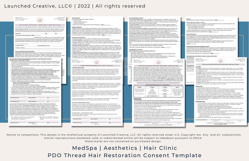PDO Thread Hair Restoration Consent | Scalp Thread Embedding Therapy Consent Form | PDO Hair ...