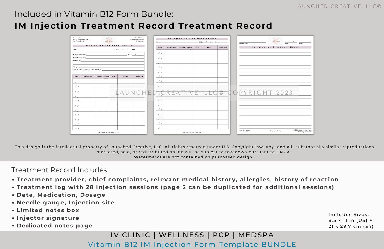 Vitamin B12 IM Injection Template BUNDLE | B12 Consent B12 Consult IM ...